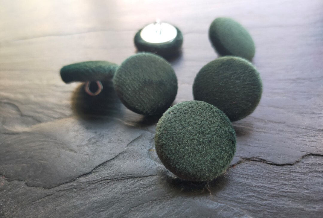 Forest Green Velvet Buttons, Hand Covered Buttons, 14mm, 19mm, 23mm ...
