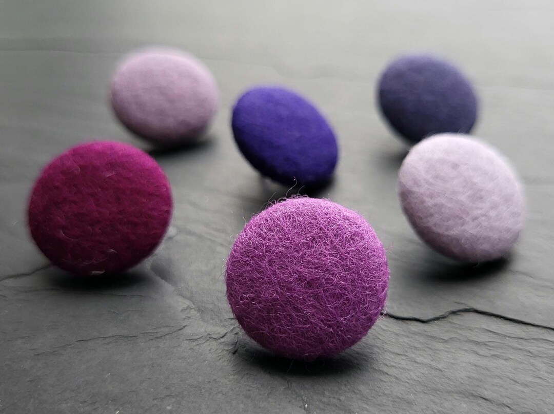 100% Wool Purple and Pink Felt Hand Covered 23mm Metal Shank Buttons 80 ...