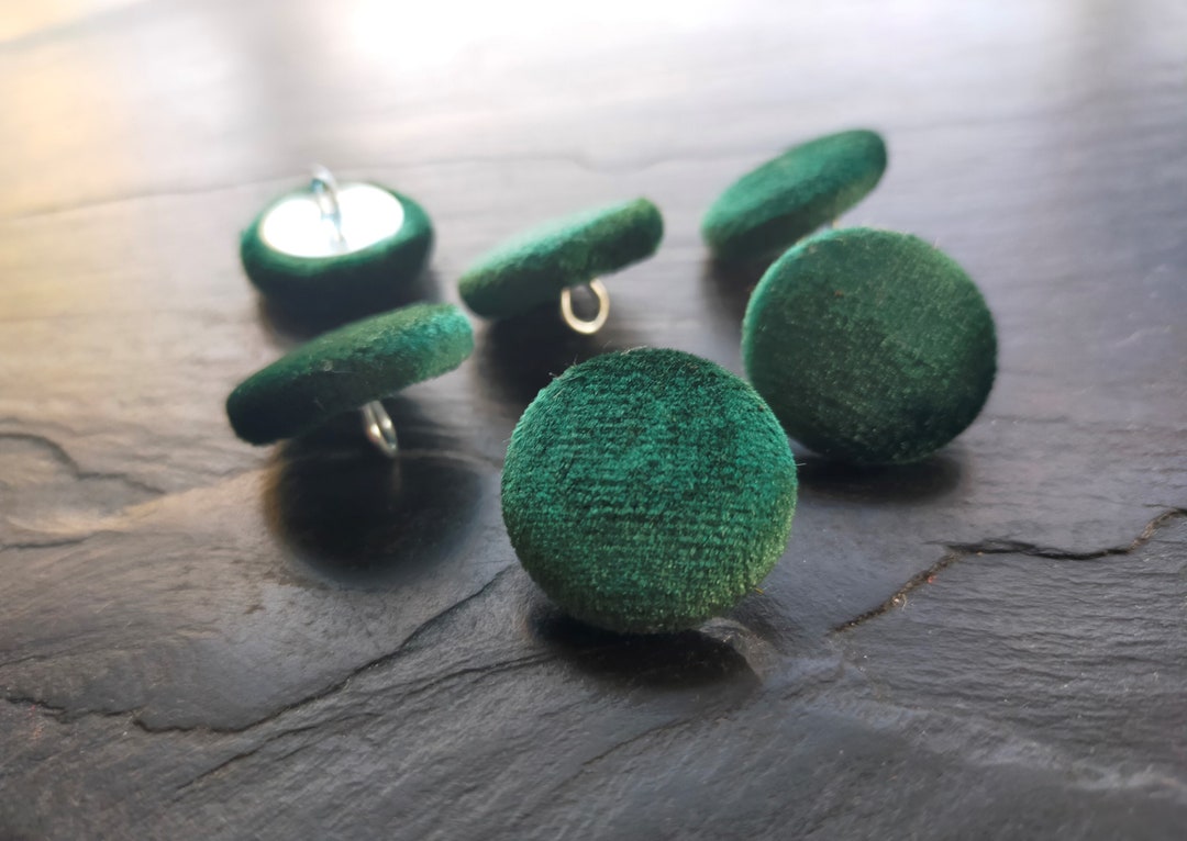 Emerald Green Velvet Buttons, Hand Covered, Upholstery & Sewing - Etsy