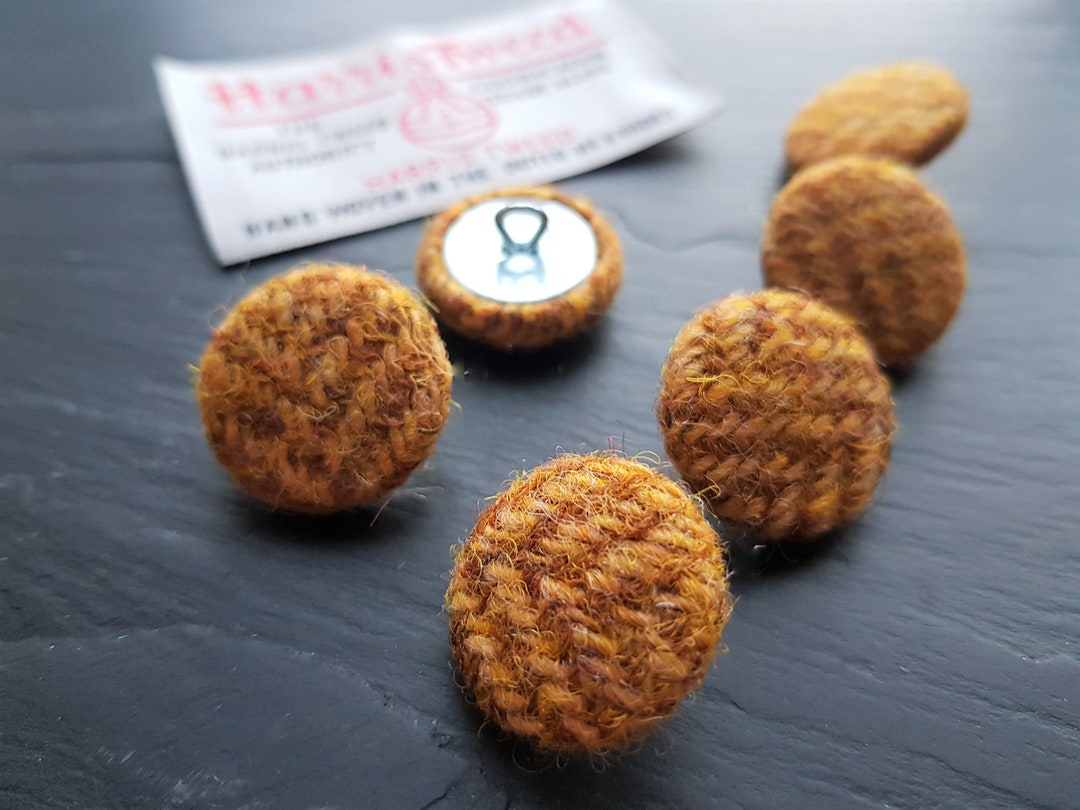 Golden Yellow Harris Tweed Fabric Buttons, Hand Covered - Etsy