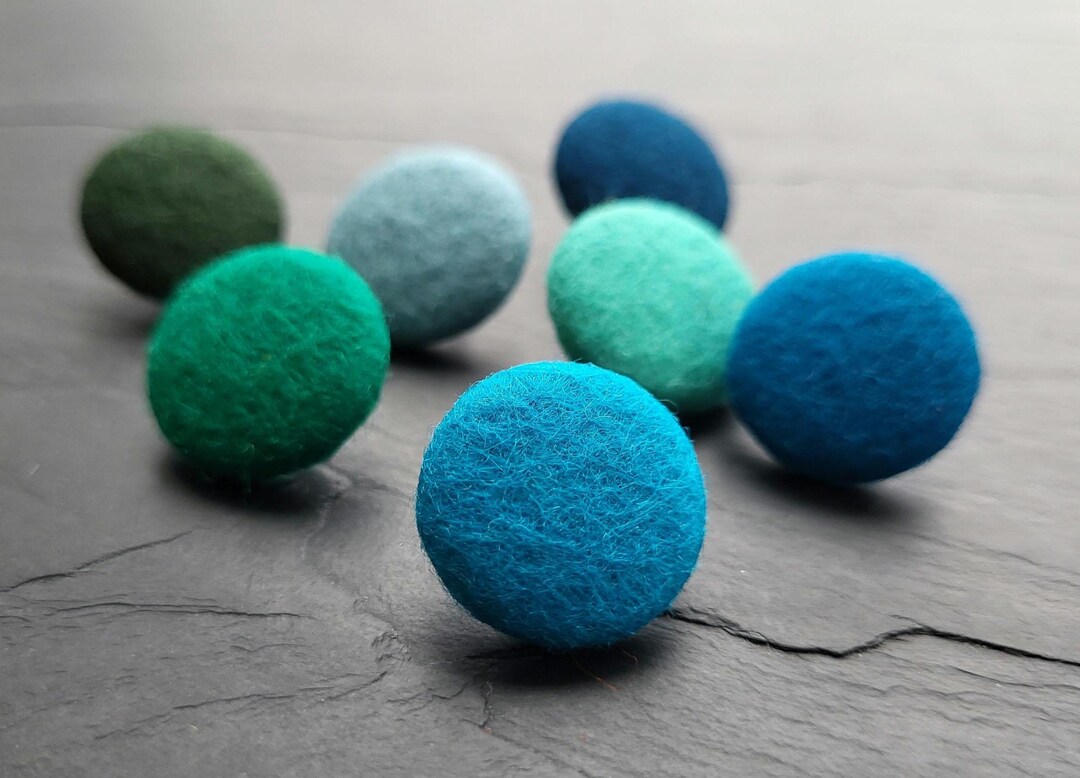 Hand Covered Wool Felt Buttons, Blue & Green Metal Shank, 23mm - Etsy
