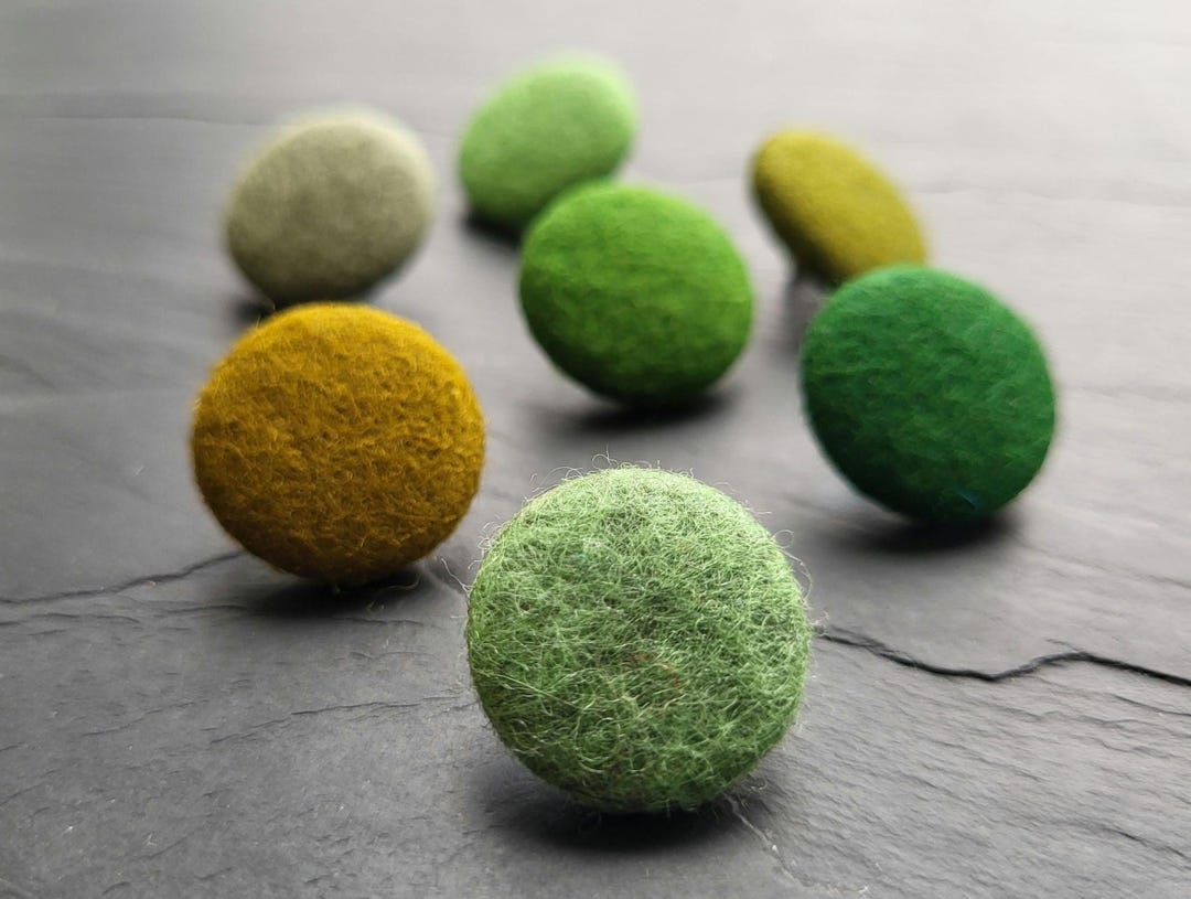 Handmade Felt Buttons, 100% Wool Felt Fabric Covered Buttons, Blue ...