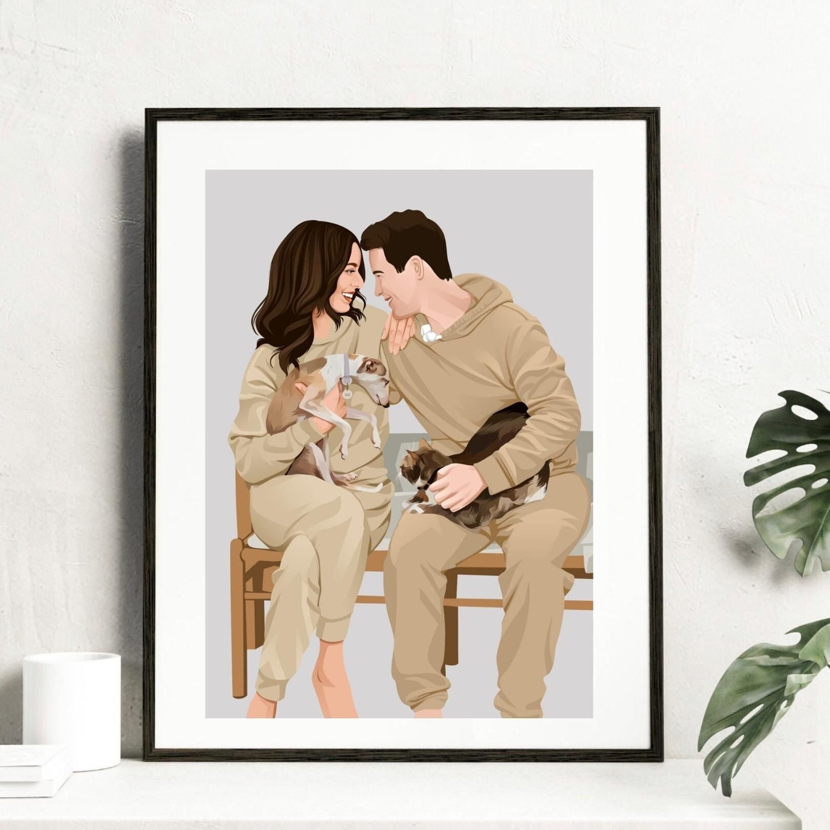 Realistic Custom Couple Portrait Royal Portrait 10 Year Anniversary Art Commission Couple 