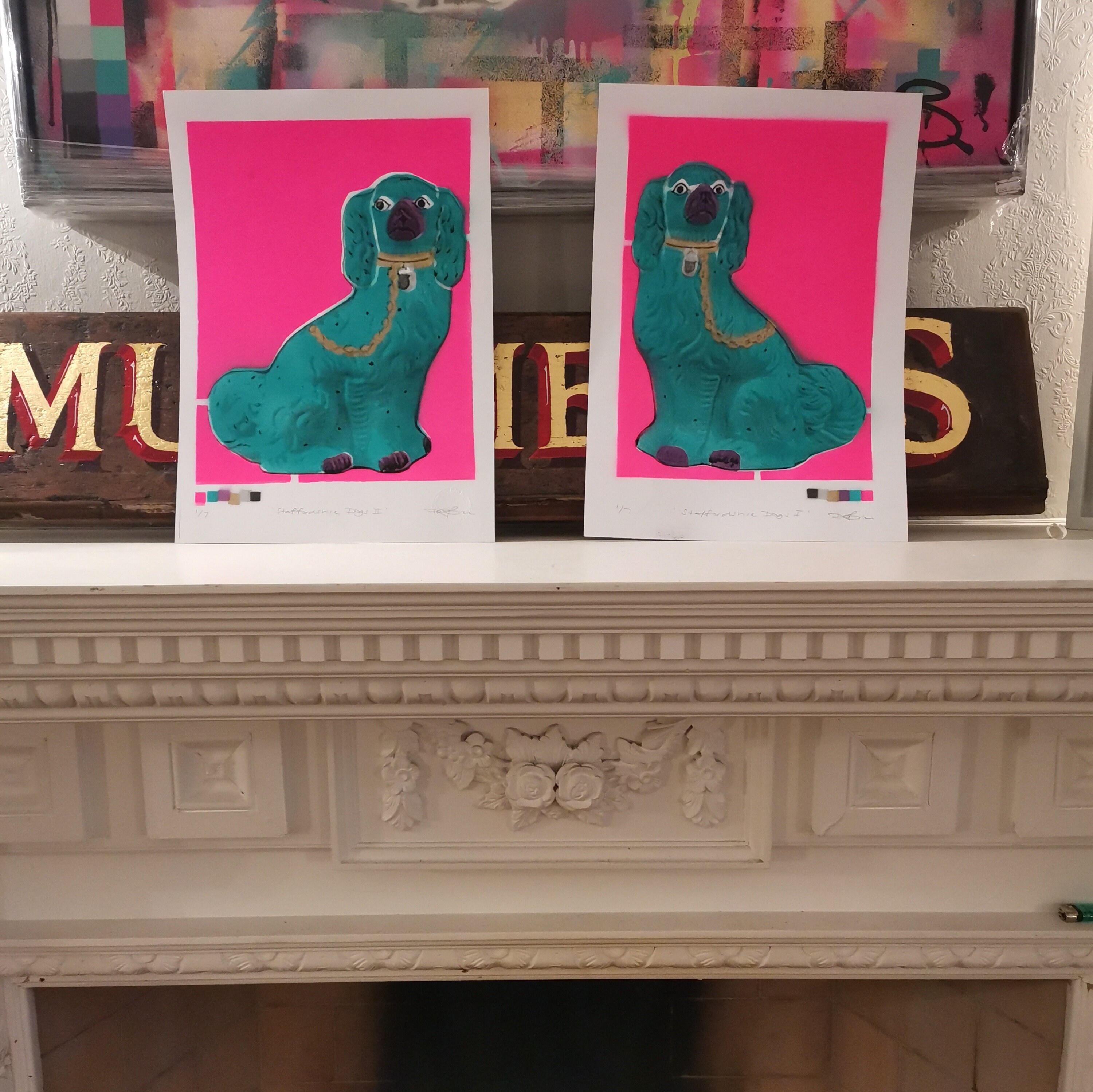 Staffordshire Dogs Pair of Screenprints - Etsy