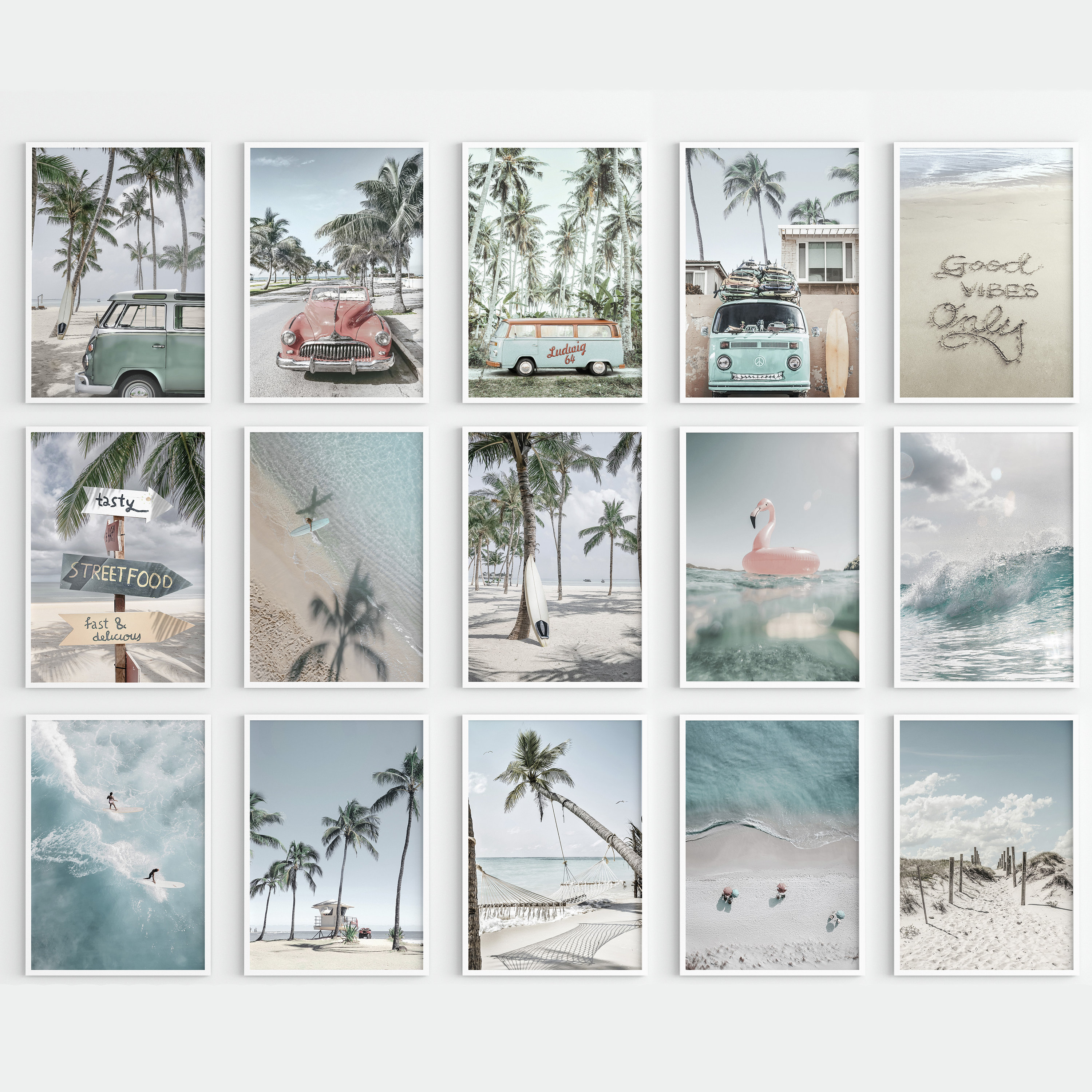 15 Piece Set: Summer Beach Vibe Printable Art. DIGITAL - Etsy
