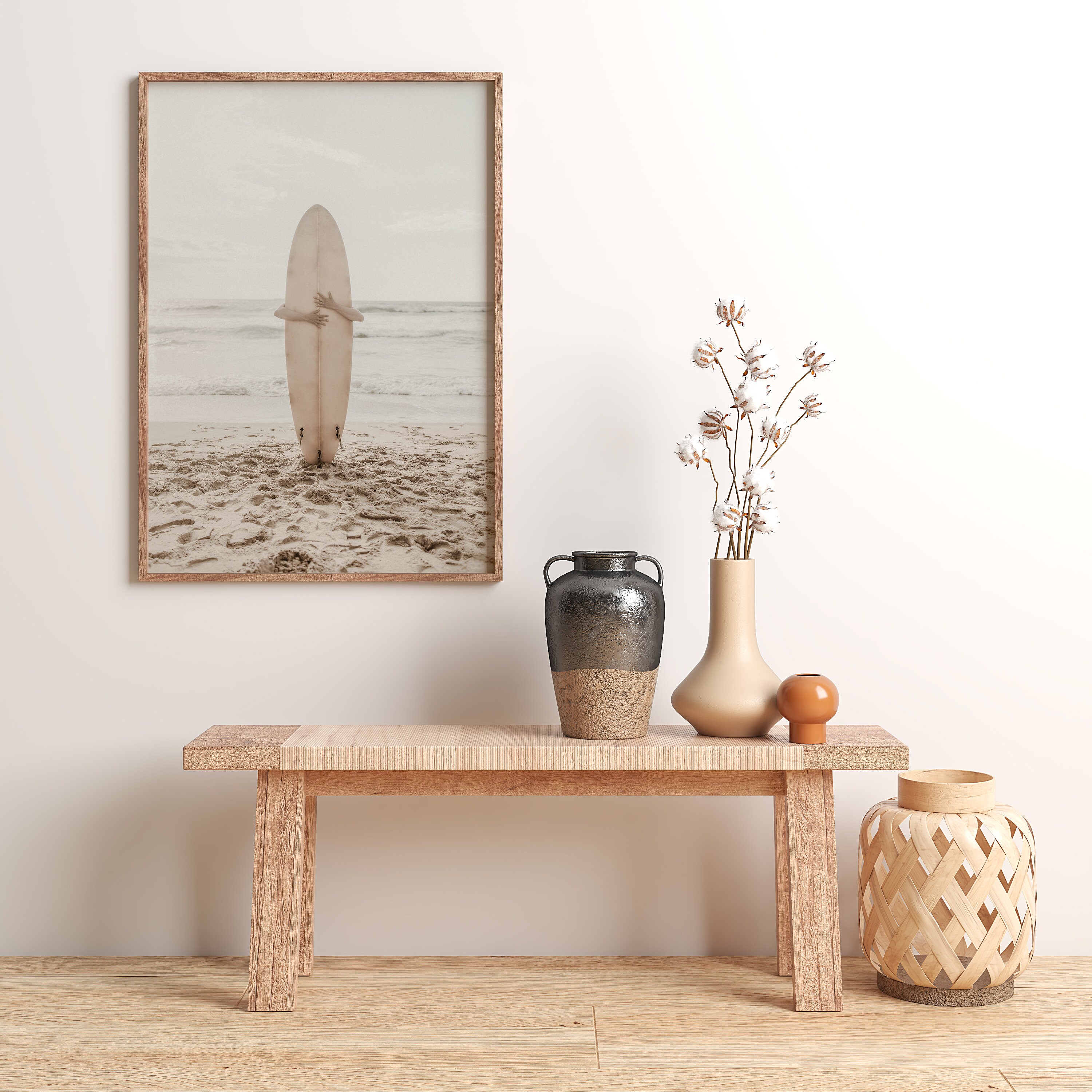 Neutral Boho Beach Posters. Set of 3 Digital Prints. A Seagull Flies on ...
