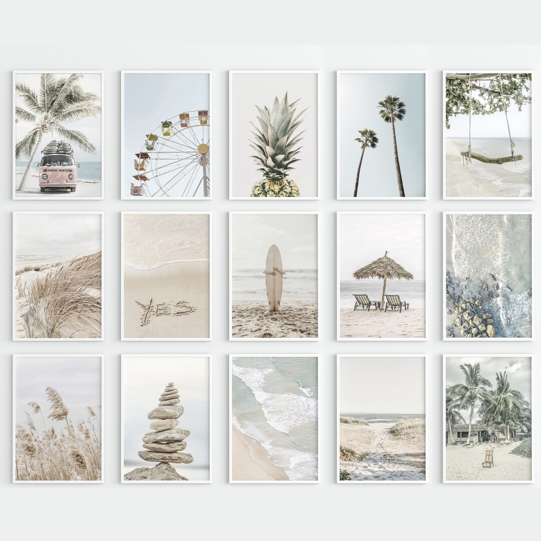 15 Piece Set: Summer Beach Vibe Printable Art. DIGITAL DOWNLOAD ...