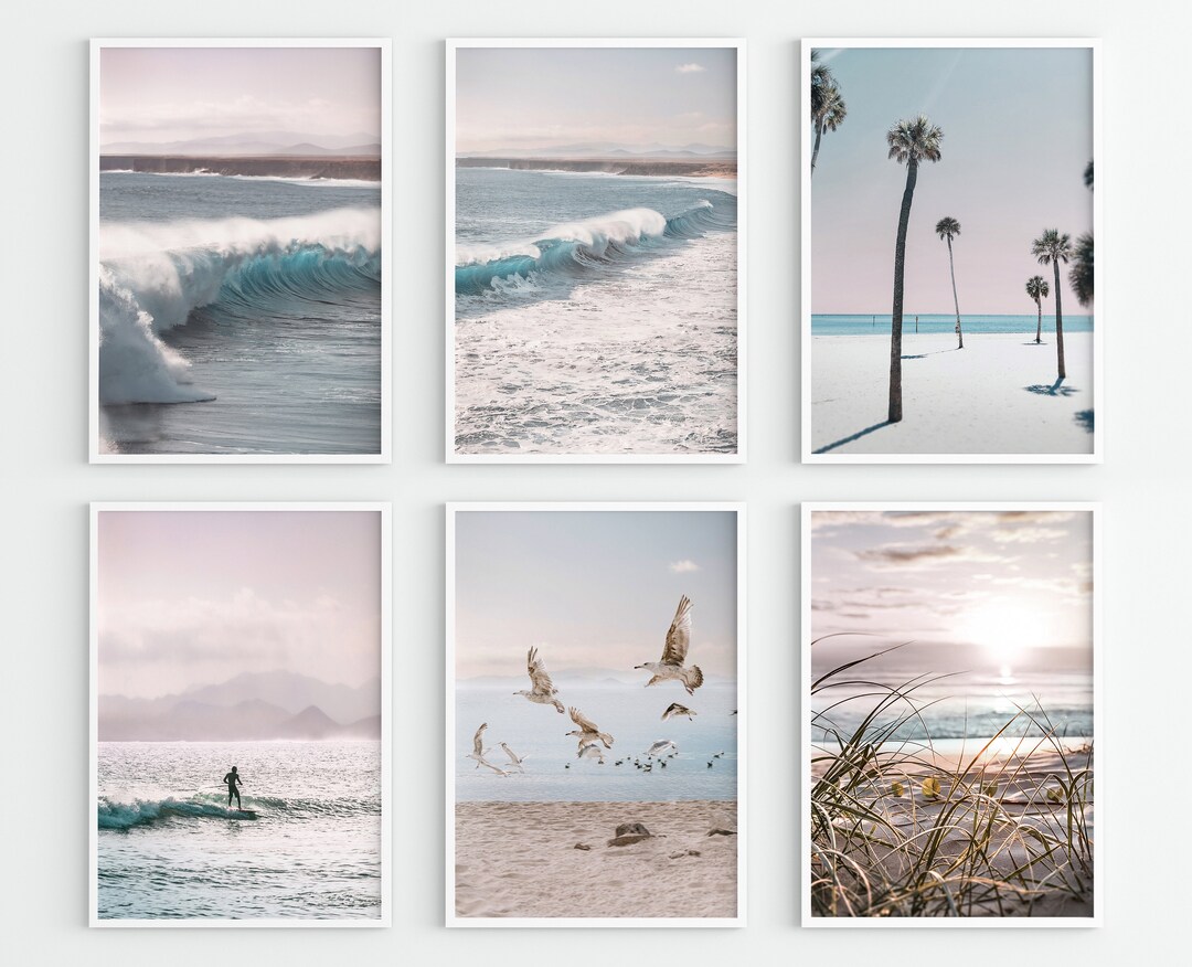 Boho Gallery Wall Set of 6 Digital Prints, Beach Print Set, Landscape ...