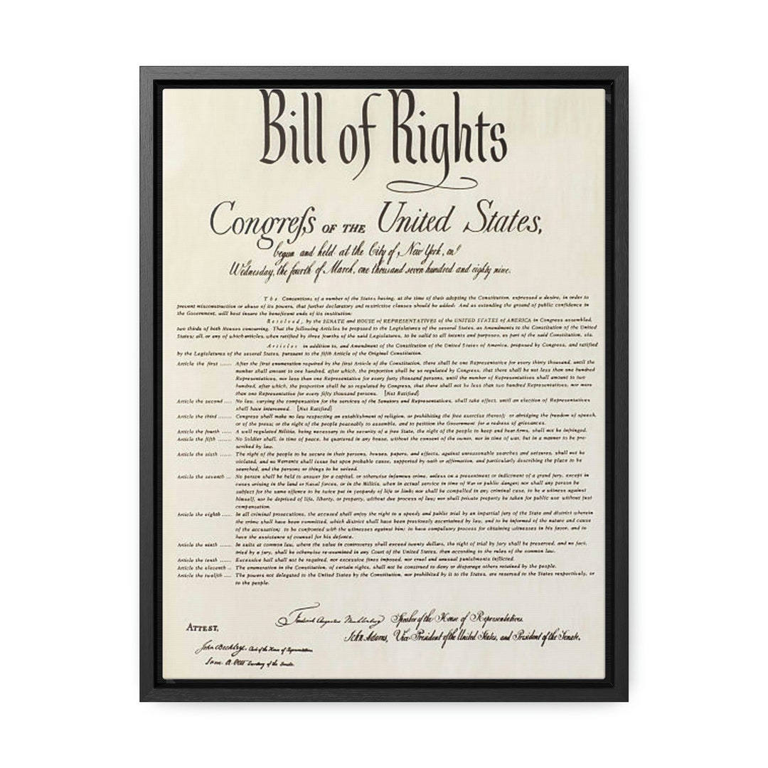 Bill of Rights Gallery Canvas Wraps, Vertical Frame - Etsy