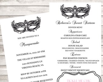 Masquerade Menu - Etsy