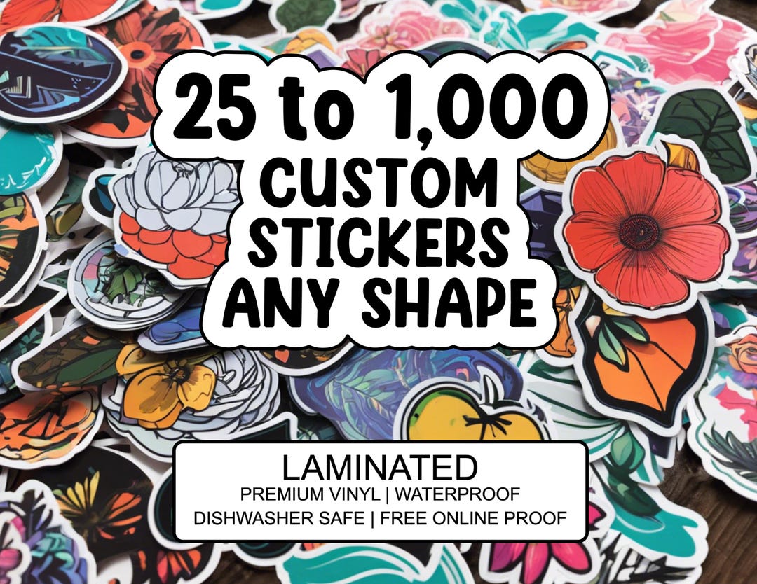 Custom Cut Gloss Vinyl Stickers - Die Cut, Contour Cut, Square, Circle ...