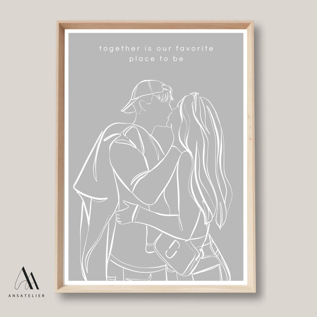 Custom Couple Portrait: Faceless Line Art (digital File) - Etsy