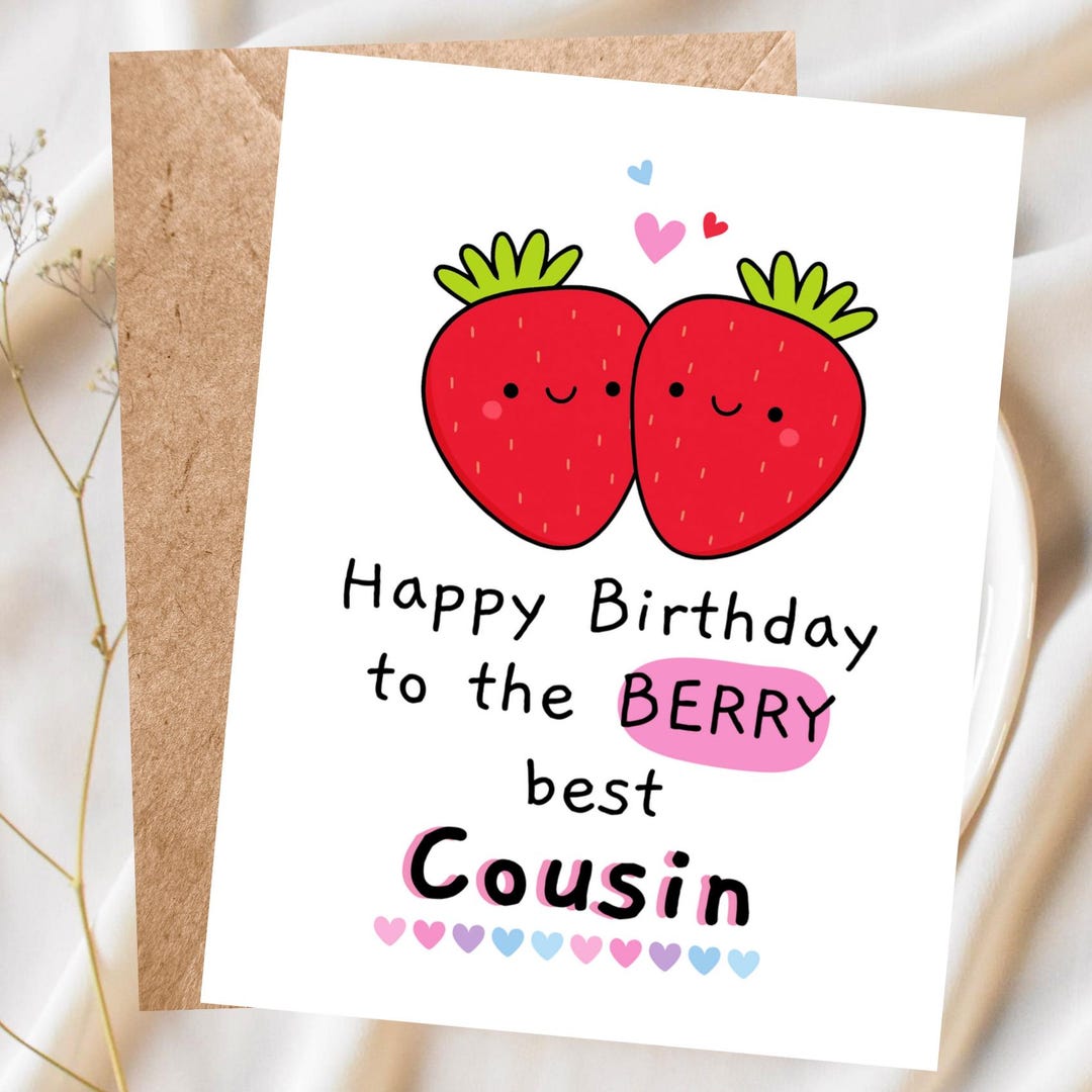 Funny Birthday Card for Cousin, Cute Cousin Greeting Card Humorous ...