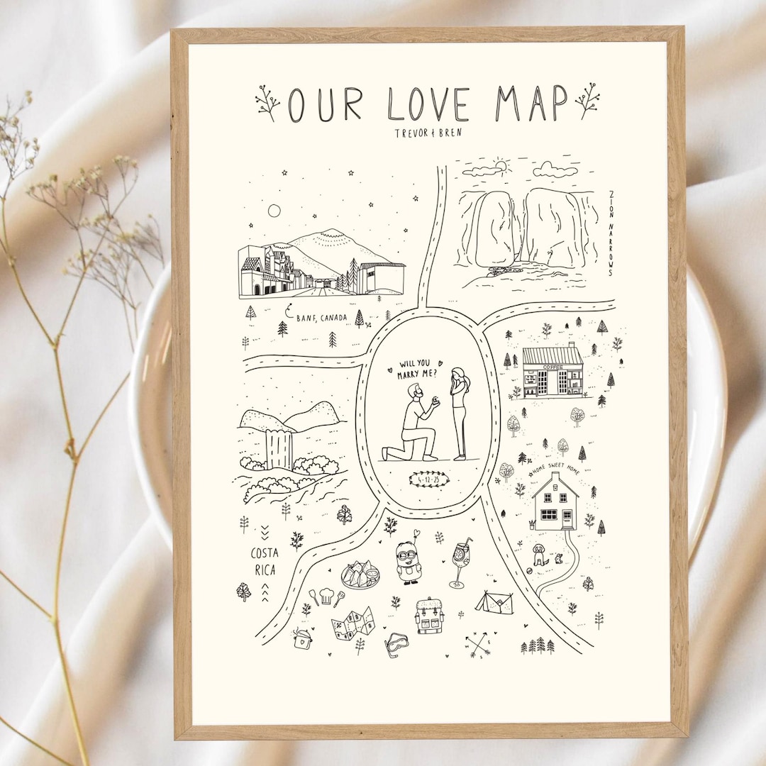 Relationship Map, Love Map, Custom Map Story of Us, Our Story Map, Our Love Story Map Timeline ...