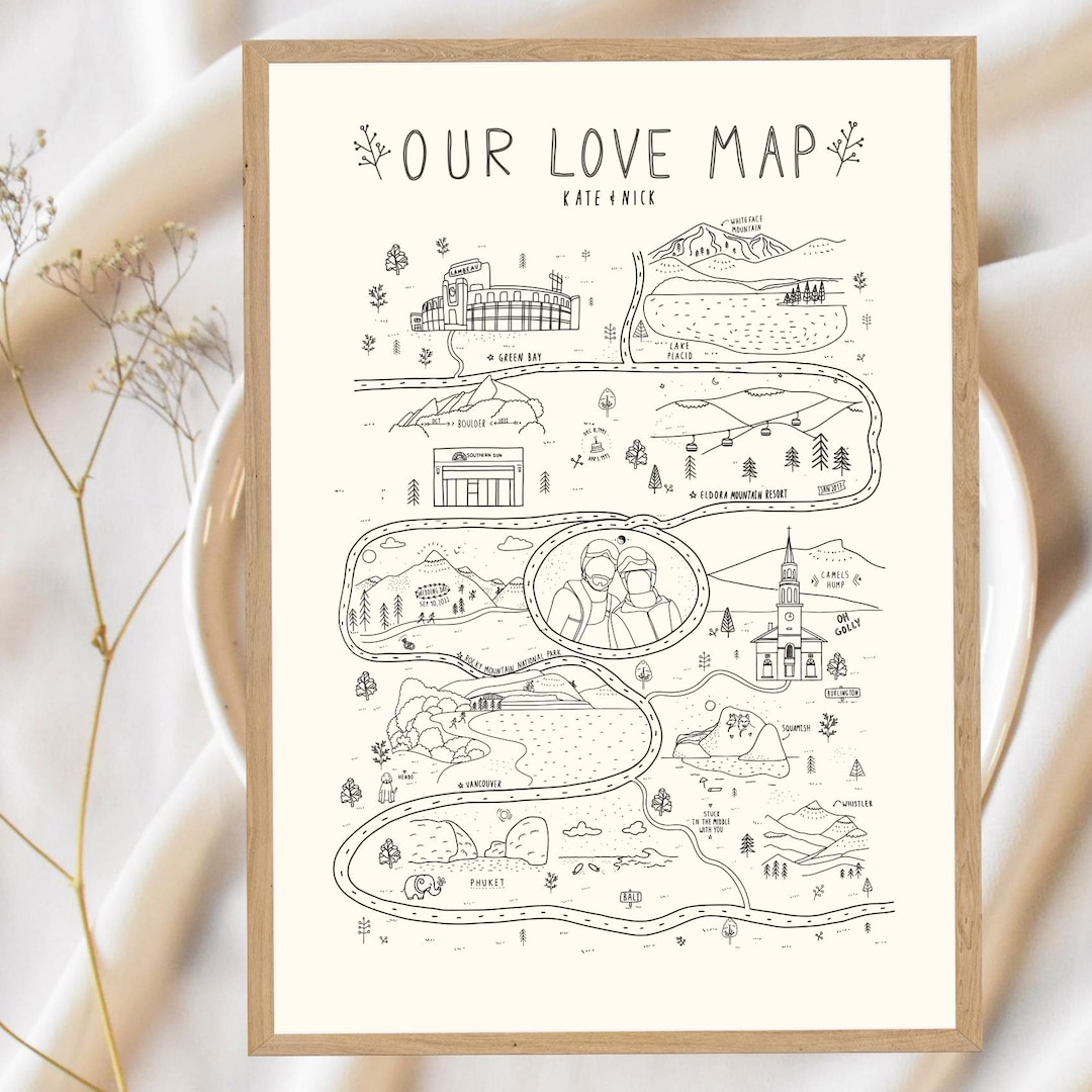 Relationship Map, Love Map, Custom Map Story of Us, Our Story Map, Our Love Story Map Timeline ...