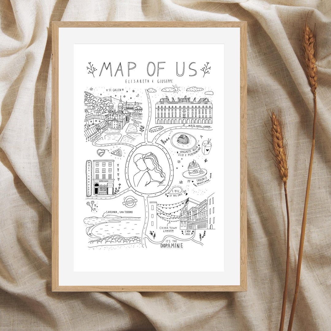 Relationship Map of Us, Story of Us, Love Story Map, Personalized Gift ...