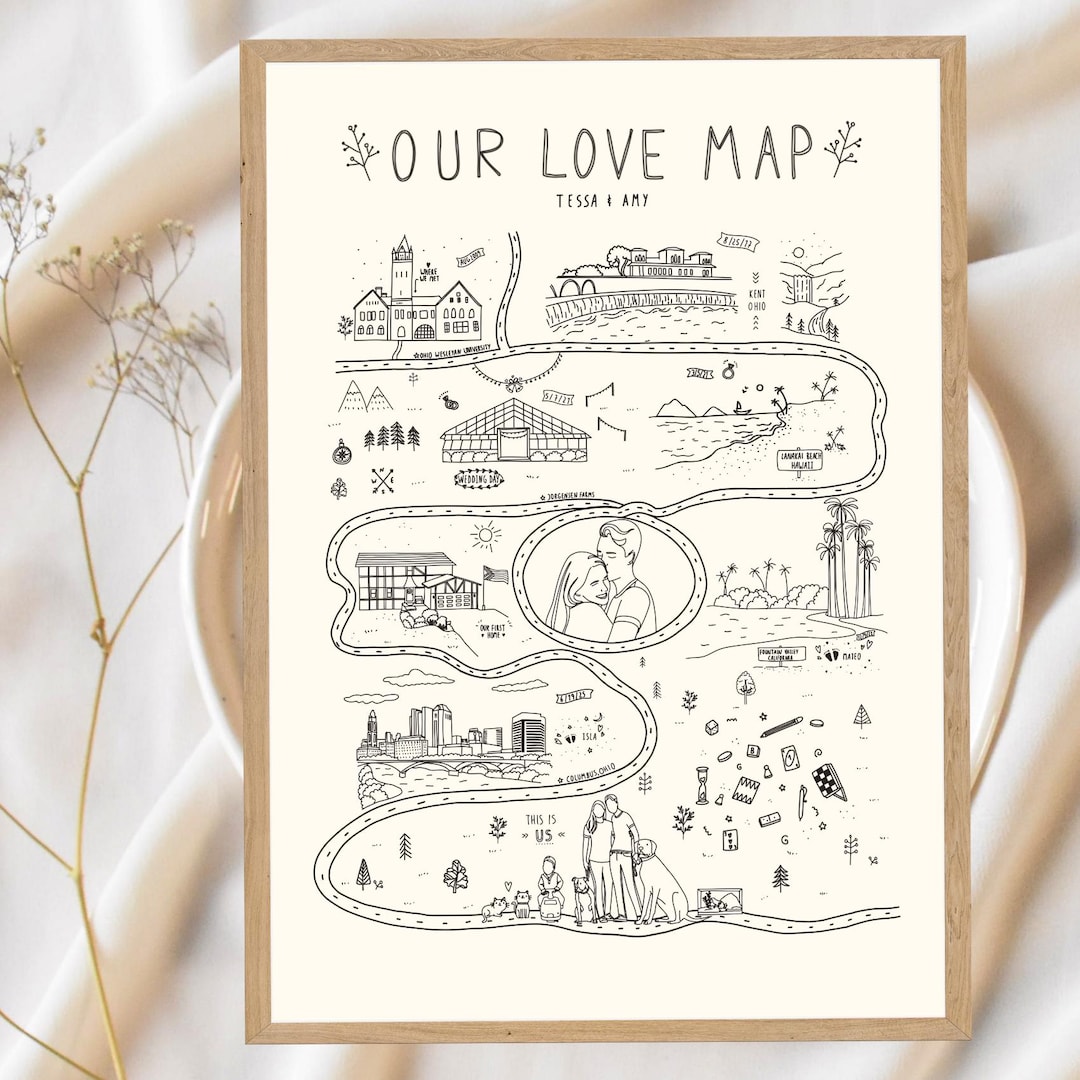 Love Map, Relationship Map of Us, Wedding Gift for Couple, Custom Map Story of Us Our Story Map ...