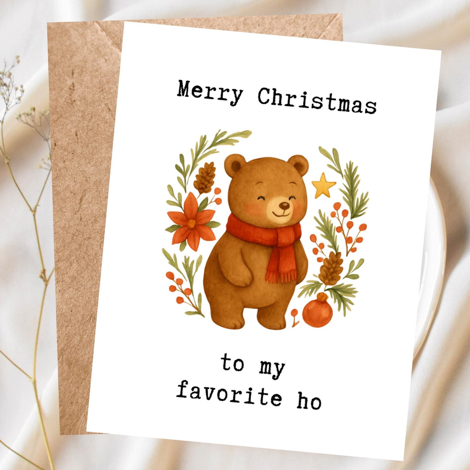 Funny Christmas Card, Snarky Bear Design, Holiday Card for BFF - Etsy