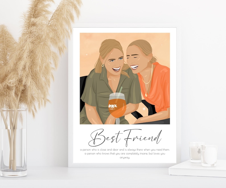 Best Friend Personalize Portrait Best Friend Gift | Etsy