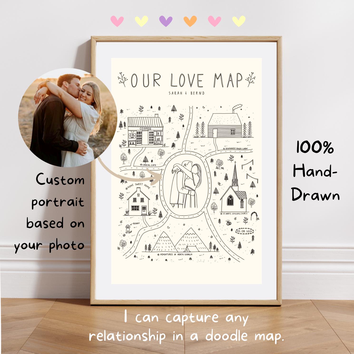 Love Map, Relationship Map, Custom Map Story of Us, Our Story Map, Our ...