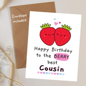 Funny Birthday Card for Cousin, Cute Cousin Greeting Card Humorous Handmade Cousin Birthday Card ...