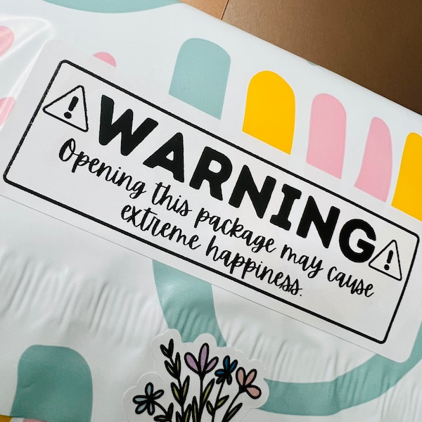 Warning Opening Package Sticker - Etsy