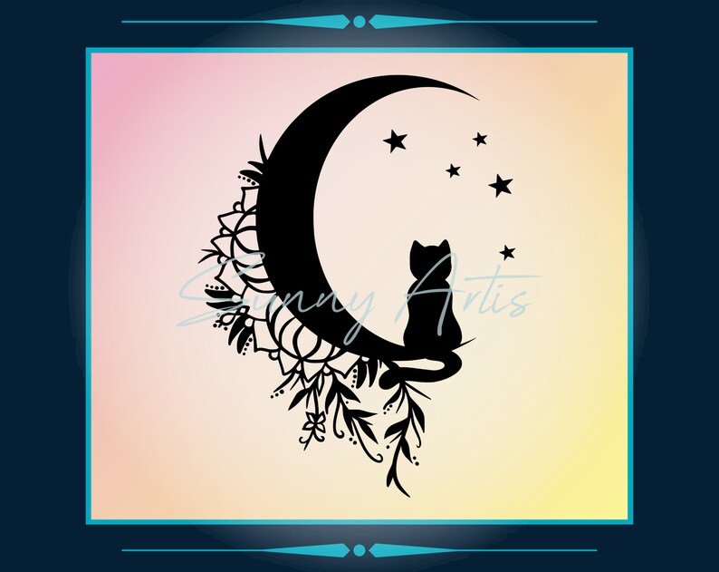 Plotter File SVG DXF Cats on the Moon - Etsy