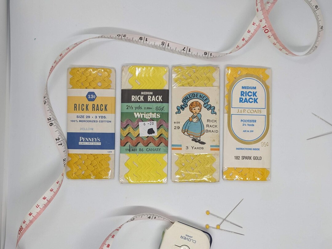 Yellow Vintage Medium Rick Rack - Original Packaging - Various Yellow ...