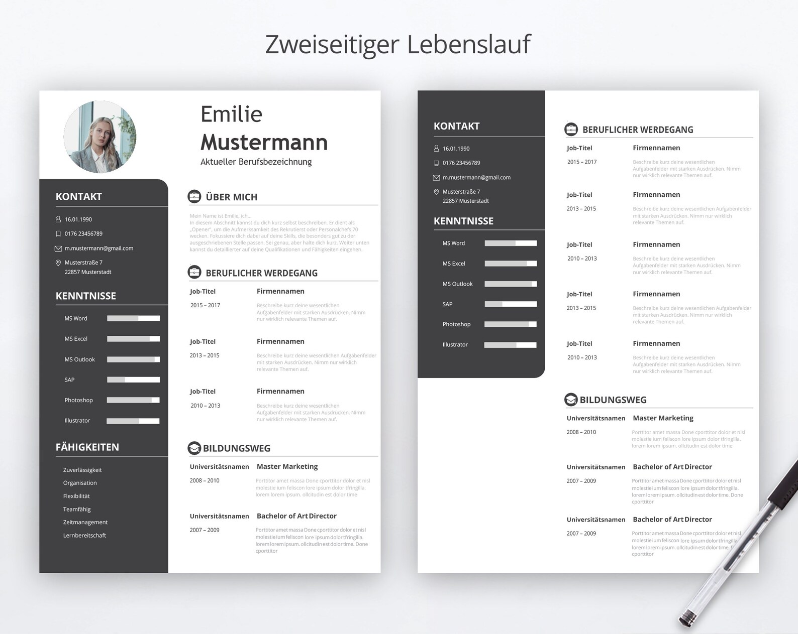 CV, Application Template and Cover Letter German. Curriculum Vitae, CV ...