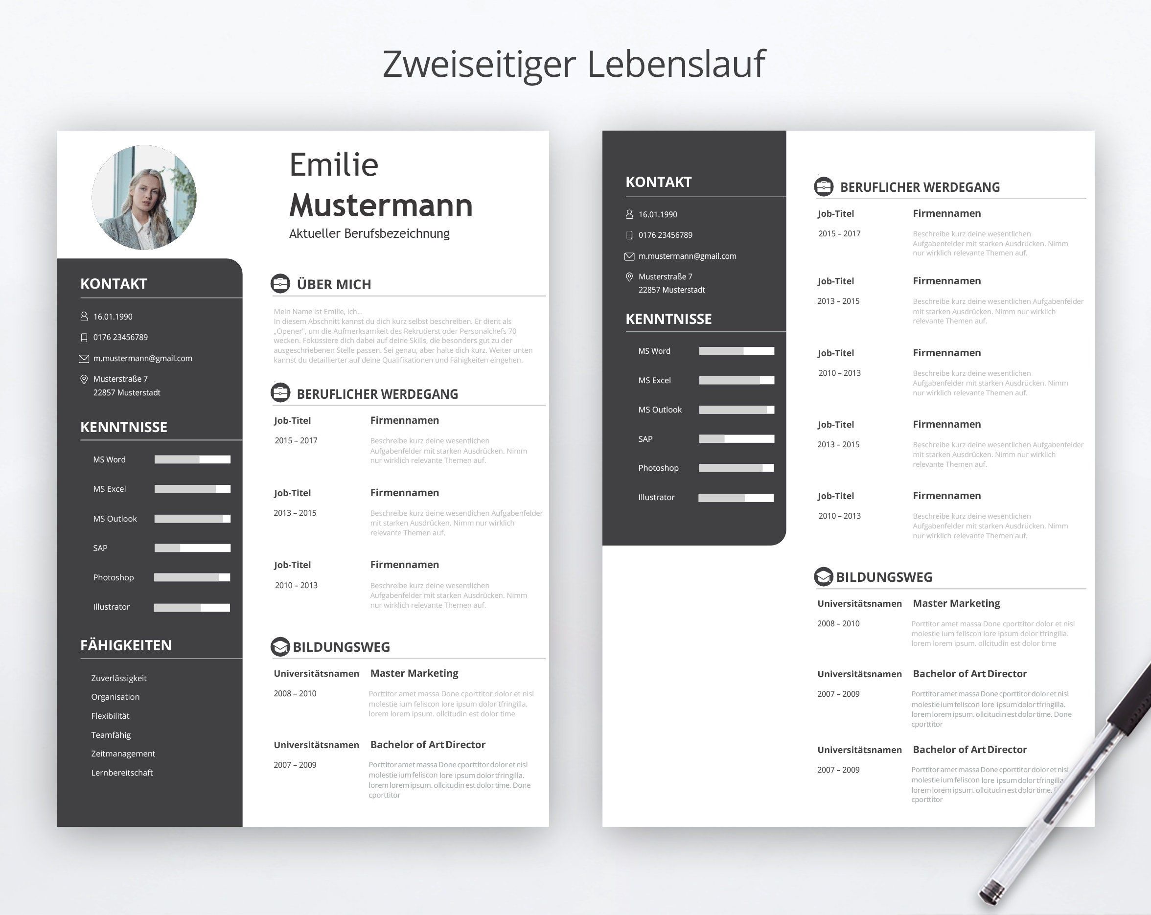 CV, Application Template and Cover Letter German. Curriculum Vitae, CV ...