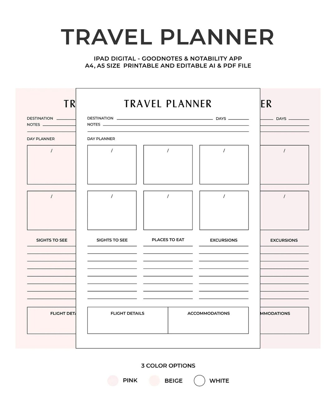 Travel Itinerary Printable | Daily Trip Itinerary | Daily Printable ...