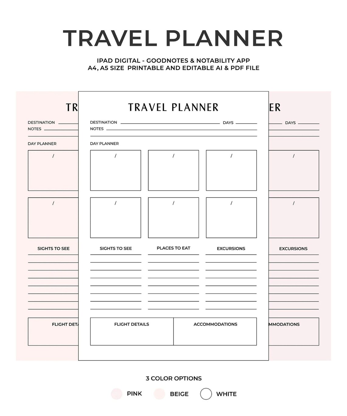 Travel Itinerary Printable | Daily Trip Itinerary | Daily Printable ...