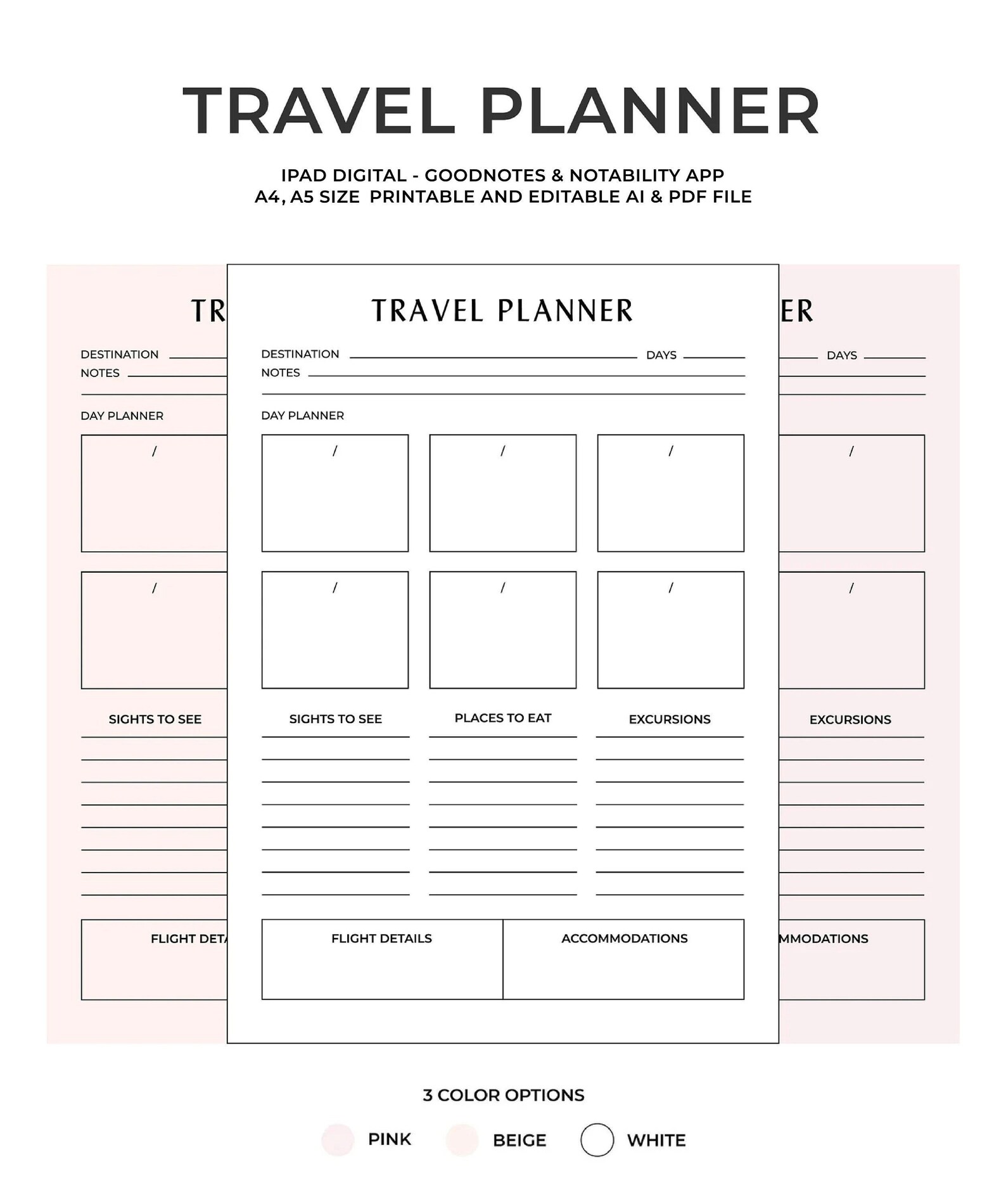 Travel Itinerary Printable | Daily Trip Itinerary | Daily Printable ...