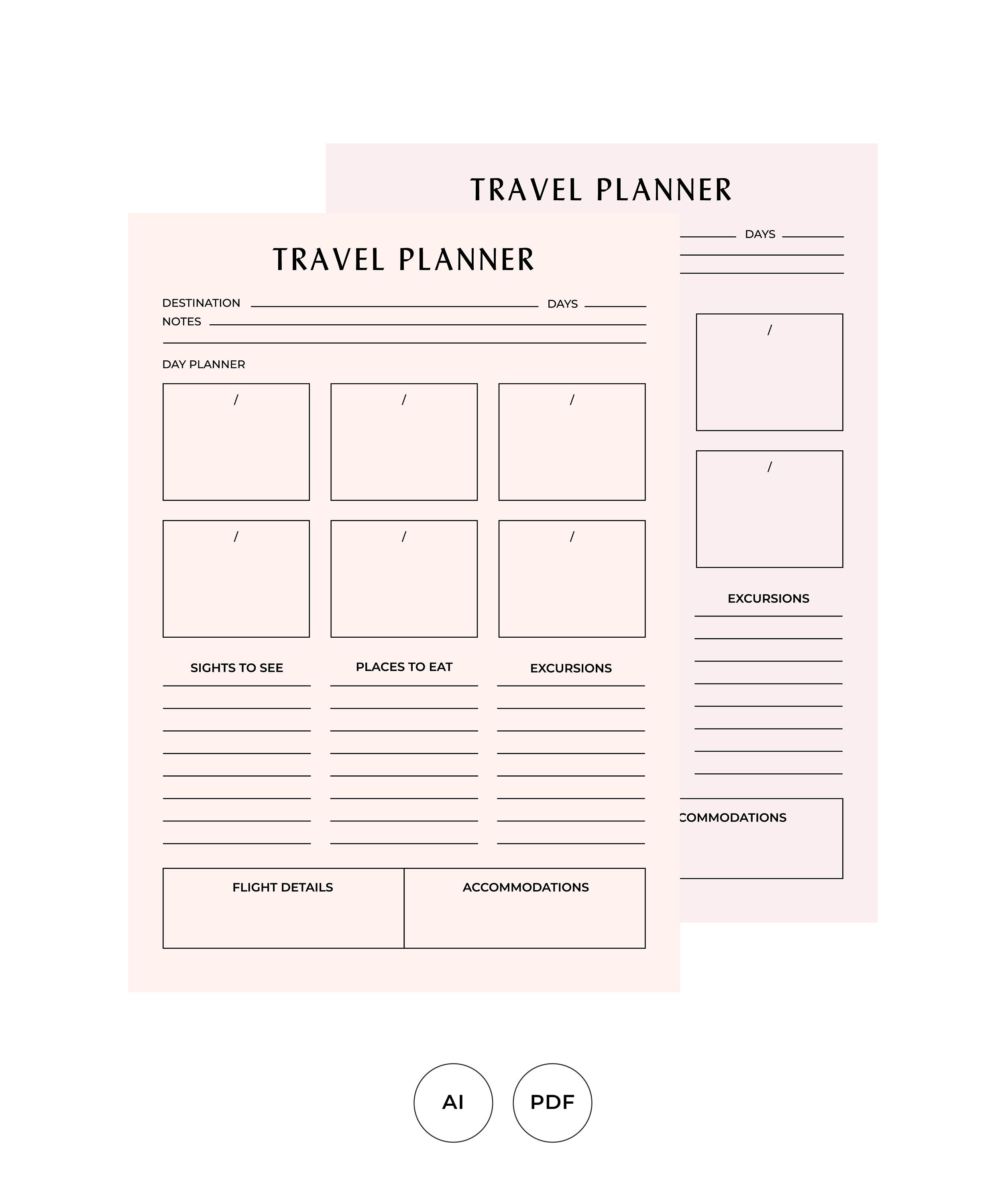Travel Itinerary Printable | Daily Trip Itinerary | Daily Printable ...