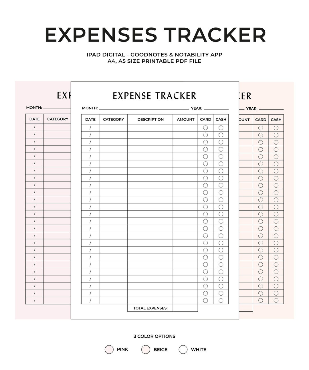 Expense Tracker, Business Expense Log Printable, Spending Tracker ...
