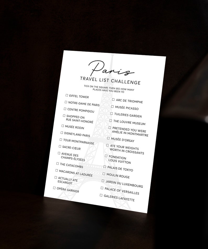 PARIS Travel Checklist & Travel List, Printable, Paris Vacation Ideas ...