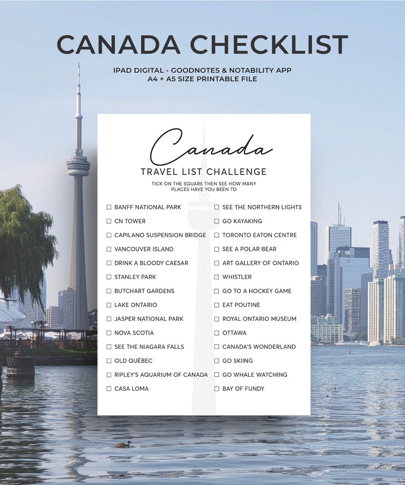Canada Travel Checklist & Travel List, Printable, Canada Vacation Ideas ...