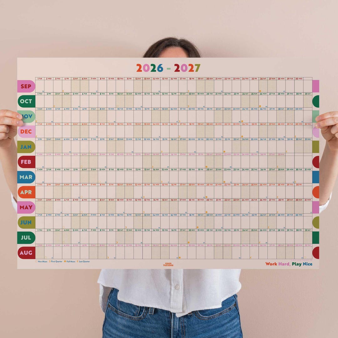 2026-2027 Academic Wall Planner | Year to View | Large Annual Colourful ...