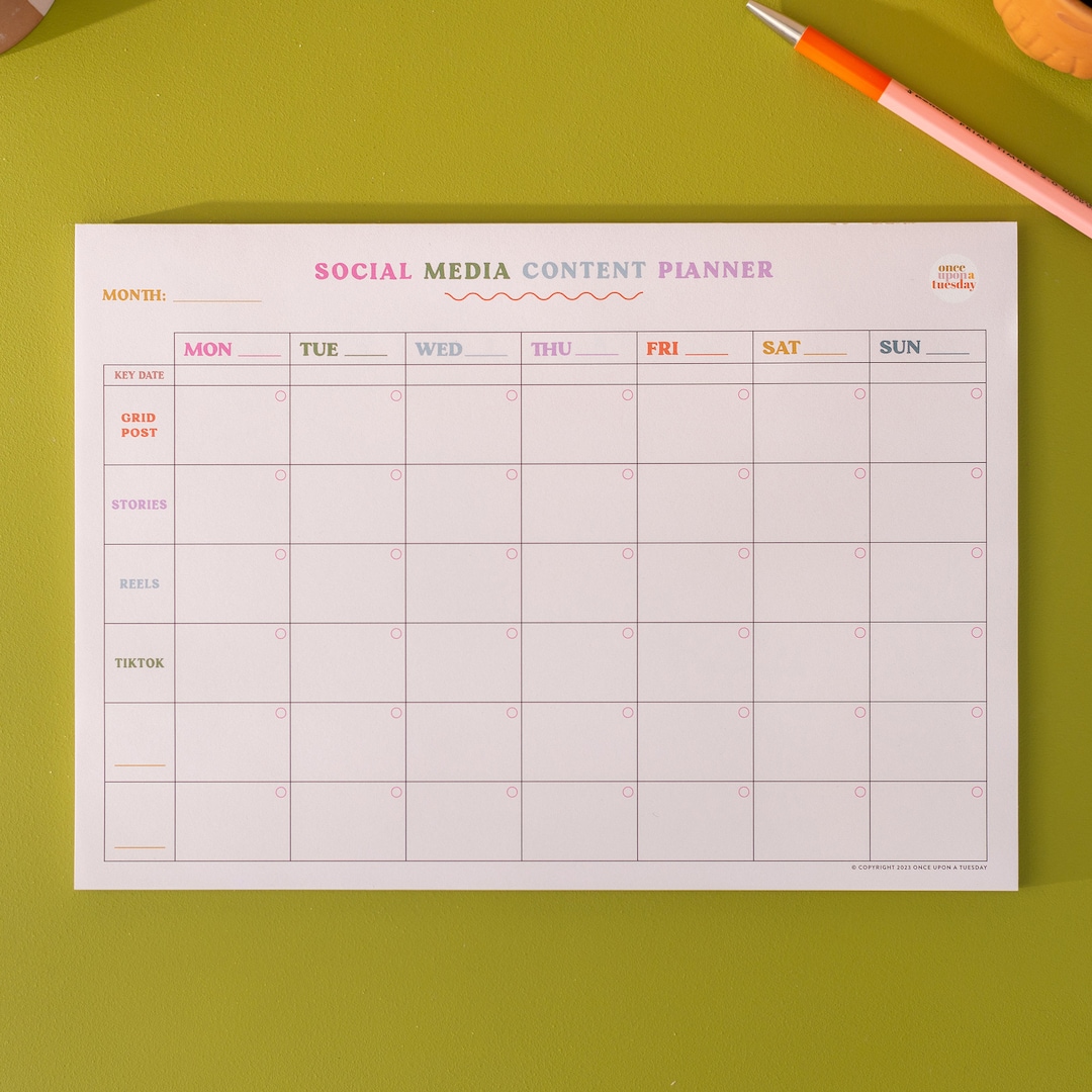 Social Media Content Weekly Planner | Small Business Success Planner ...