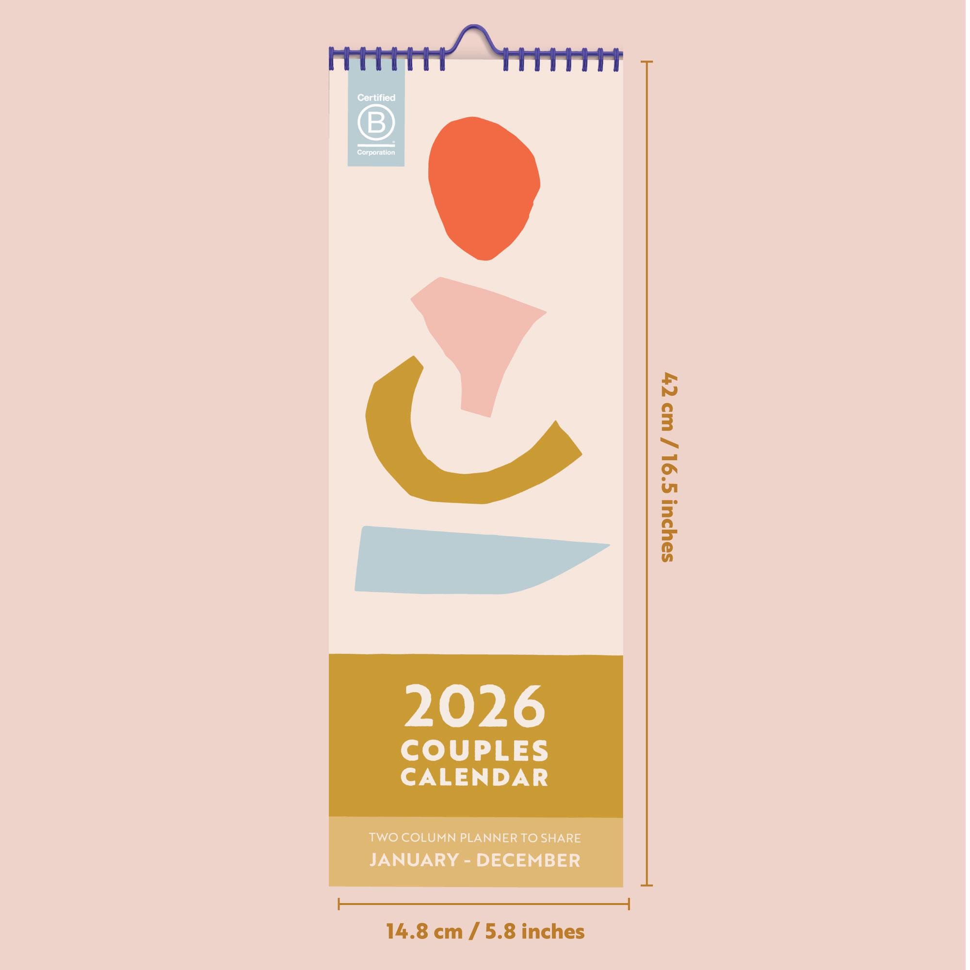 2026 Couples Planner | Shared Wall Calendar | Abstract Art | 2 Column ...