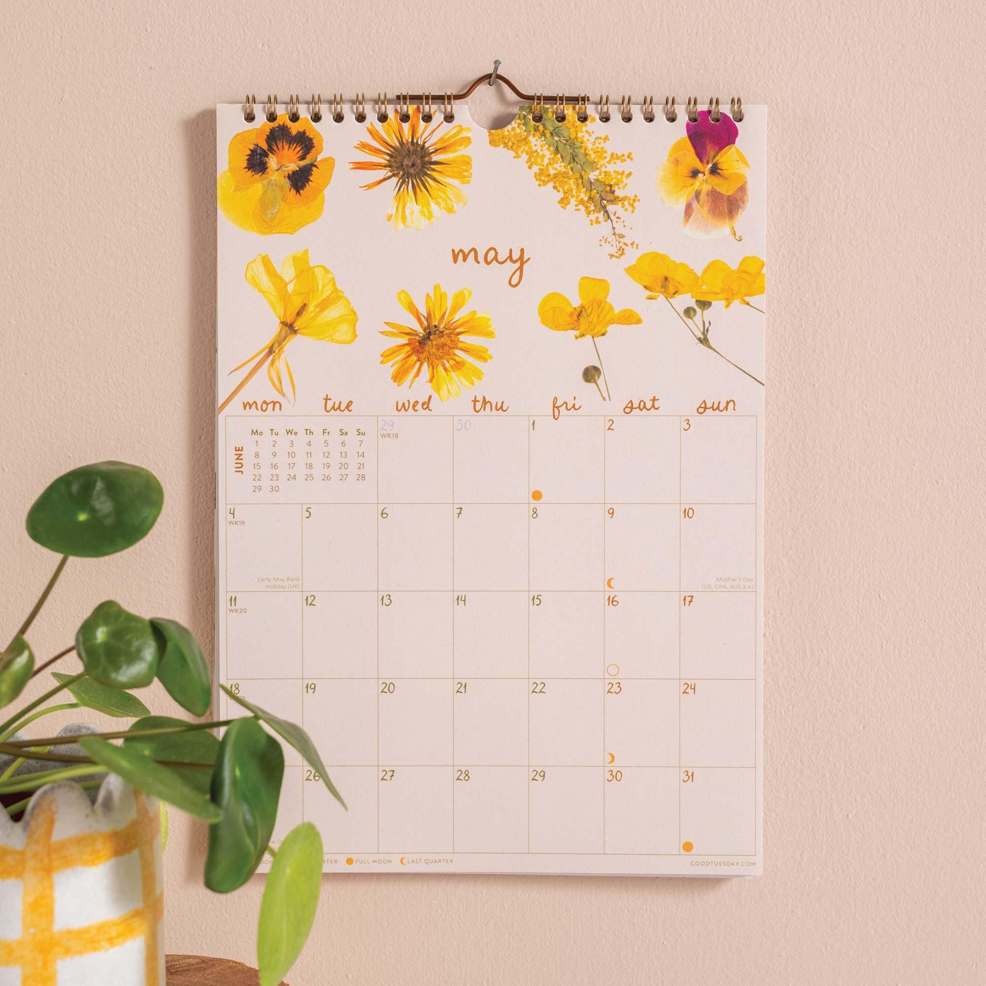 2026 Wall Calendar | Garden Botanicals | 12 Month Hanging Calendar ...