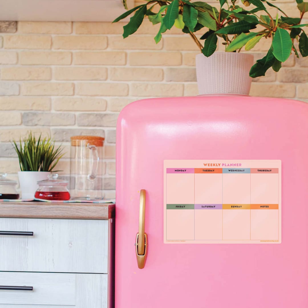 Magnetic Weekly Planner Rainbow Grid | Fridge Magnet Planner | Dry Wipe ...