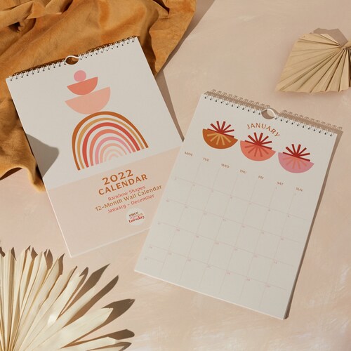 2022 Wall Calendar Abstract Rainbow Monthly Calendar 2022 | Etsy