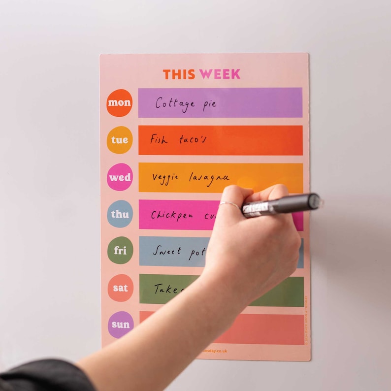 Magnetic Weekly Planner Colour Block | Fridge Magnet Planner | Dry Wipe ...