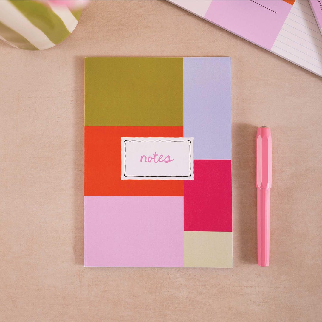 A5 Lined Notebook | Colour Block Design | Stylish & Compact | Ruled ...