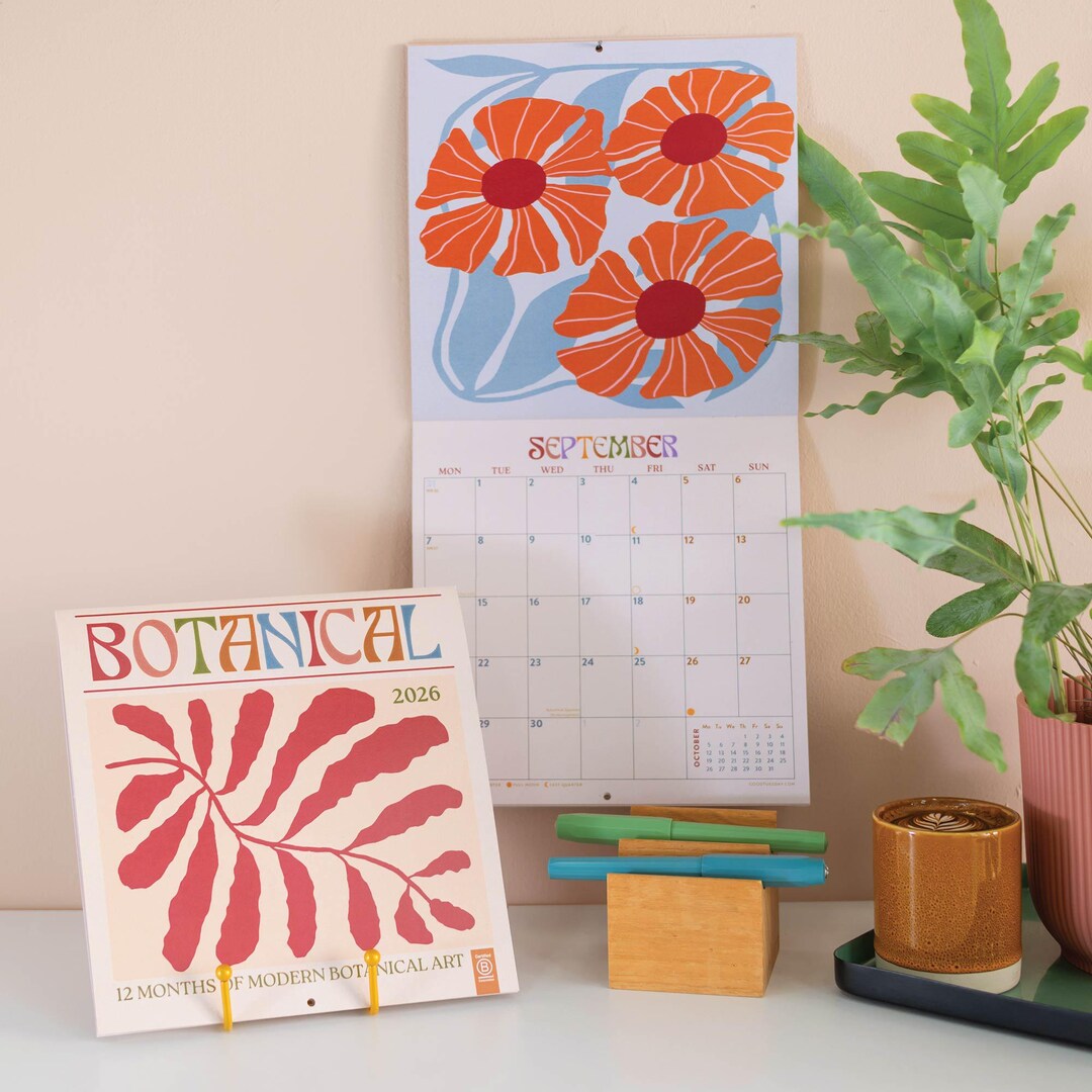 2026 Botanical Wall Calendar | Compact Month-to-view Planner | Bold ...