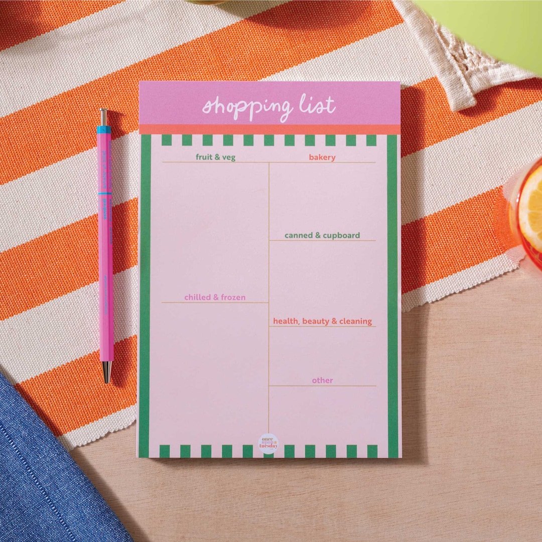 Grocery List Pad Shopping List Pad Tropical Cabana Stripes | A5 List ...