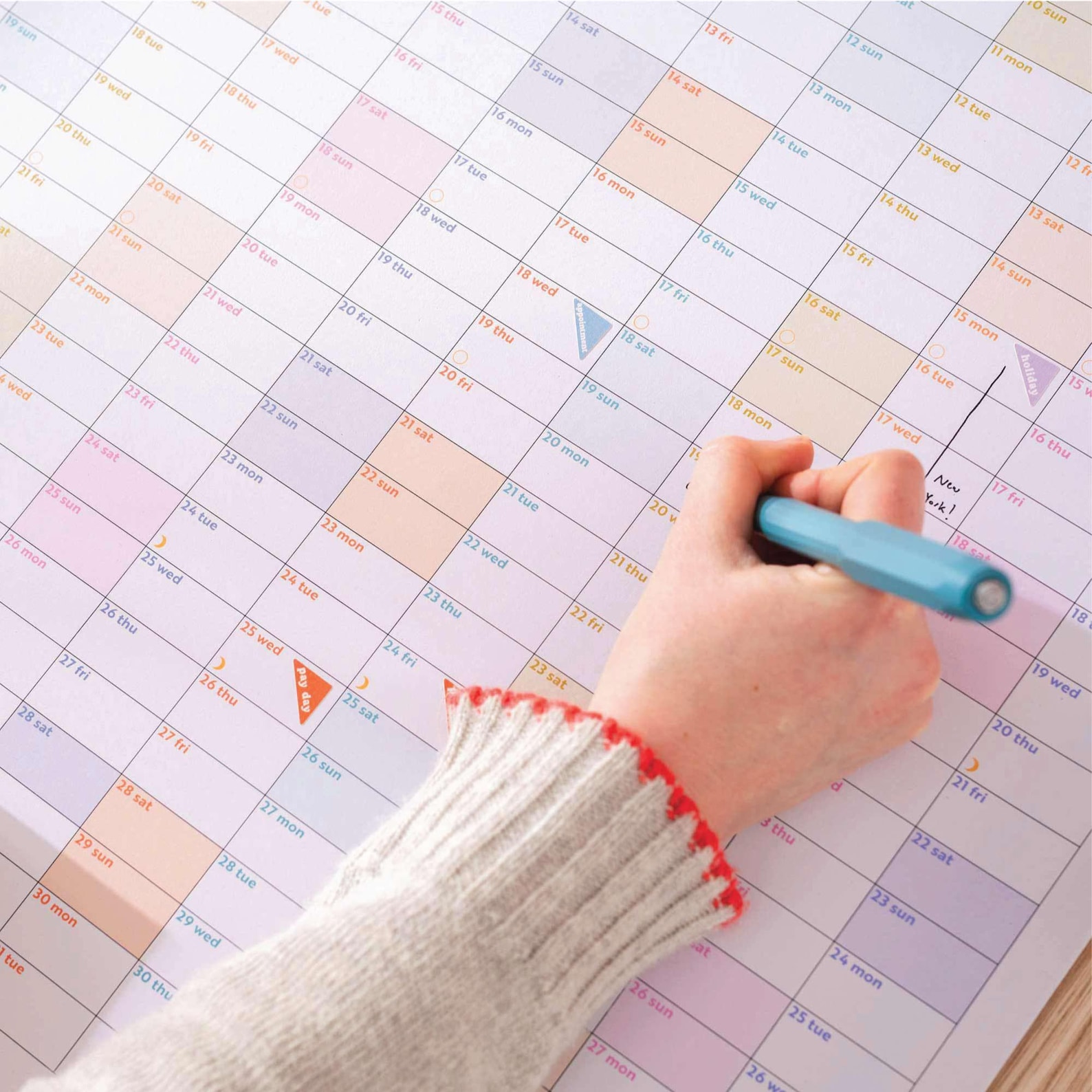 2027 Year Wall Planner Portrait Colourful Pastels | Pastel Planner ...