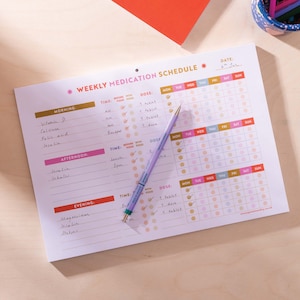 A4 Medication Schedule and Tracker Planner Pad | Vitamin Tracker ...