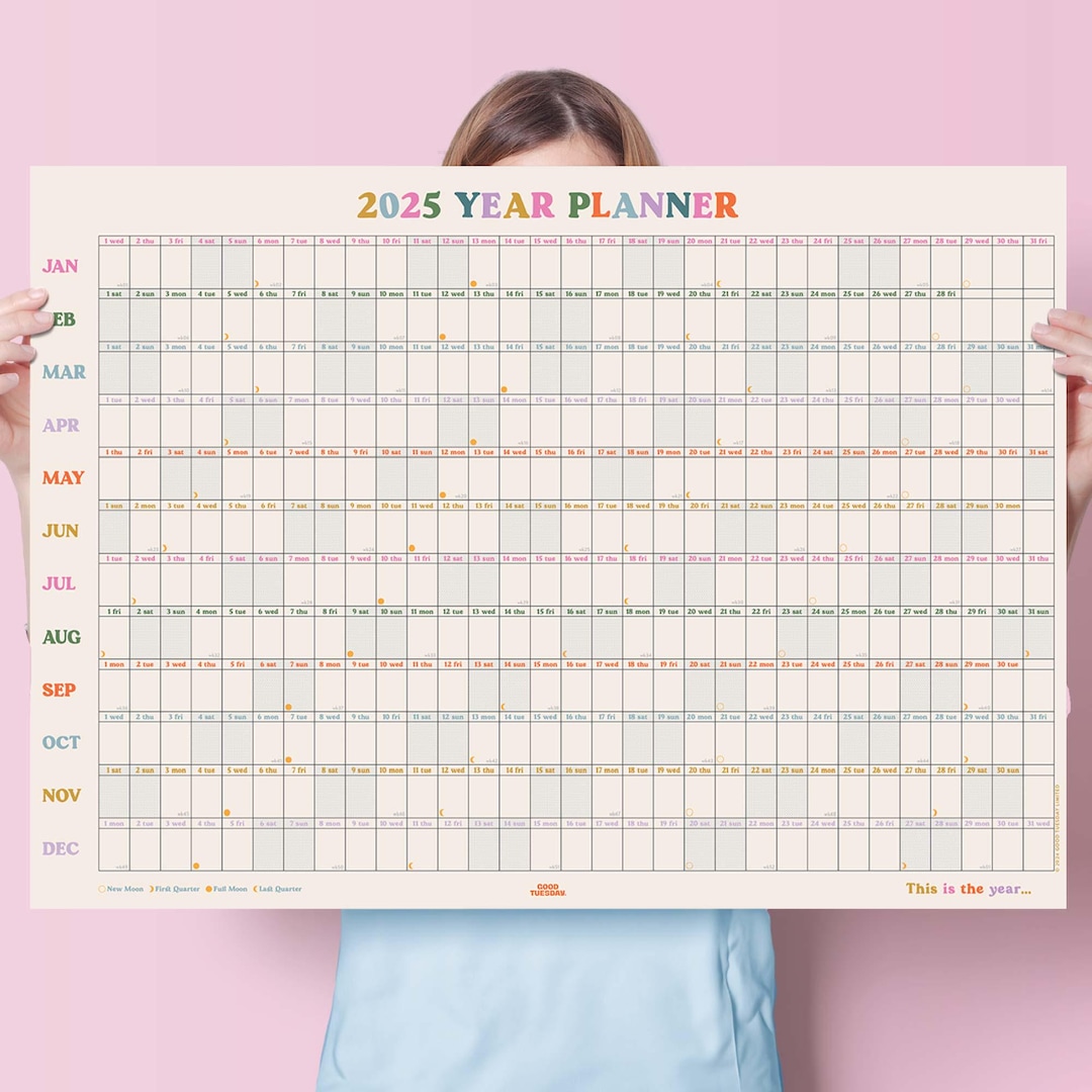 2025 Year Wall Planner Landscape Colourful | This is the Year | 2025 ...